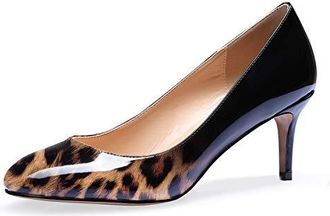 elashe Escarpins Femme 2.6 Talon Moyen Chic léopard-Noir EU38