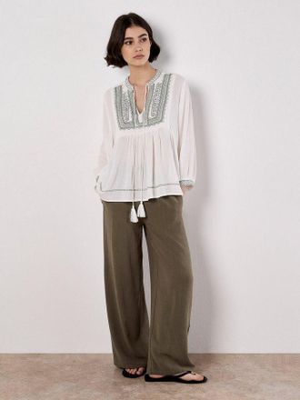 Apricot Blusentop Tassel Top mit Stickerei