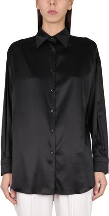 Tom Ford Femme, Blouses et Chemises, Noir, Taille: 40 FR Chemise Coupe D&eacute;contract&eacute;e en Satin de Soie Stretch
