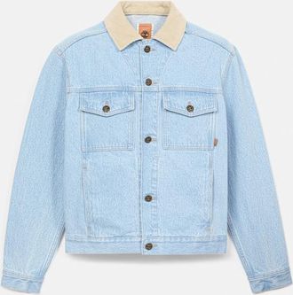 Timberland All Gender Cord-Jeansjacke mit Kragen in Hellblau, Blau, Gr&ouml;&szlig;e
