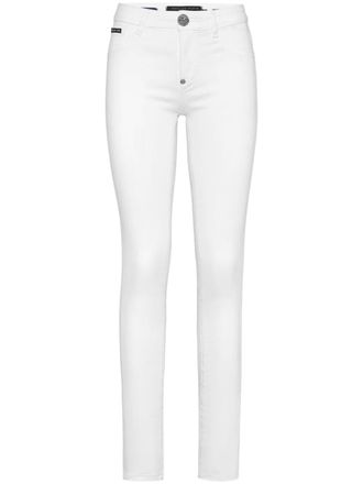 Philipp Plein legging &agrave; patch logo - Blanc