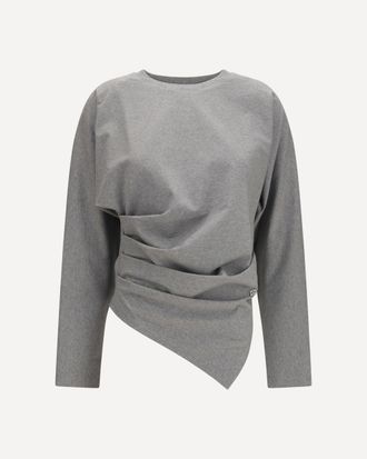Ganni Asymmetric draped stretch cotton Top Female M