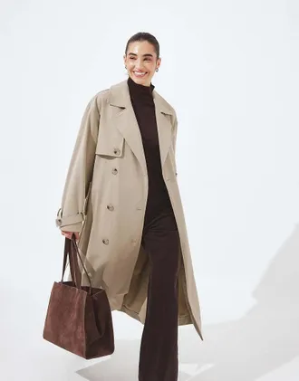 NA-KD Trench-coat oversize - Beige-Neutral