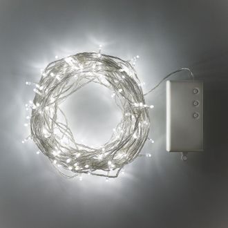 Lights4fun 200er LED Lichterkette weiß transparentes Kabel Timer Innen Außen Lichterkette für Außen mit Timer Weihnachtsbeleuchtung außen weiß Outdoor Weihnachte