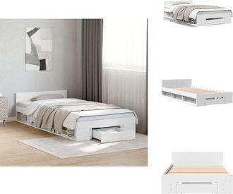 vidaXL Bettgestell mit Schublade Weiß 90x200 cm Holzwerkstoff - Bettesrahmen - Doppelbett - Holzbettfundament - Schubladenbett - Weißer Bettrahmen
