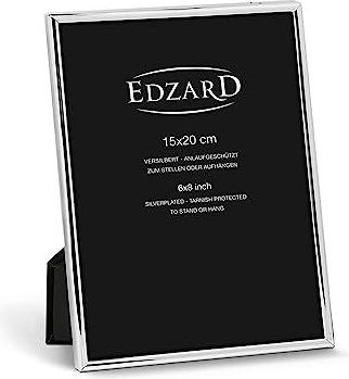 Edzard Cadre Photo Gênes, classieux argenté, résistant au ternissement, pour Photo 15 x 20 cm, INCL. 2 cintres