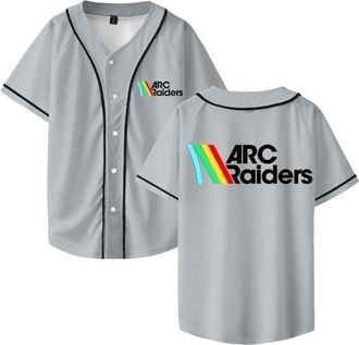 Generic Arc Raiders 2025 Merch Maillot de baseball col en V unisexe à manches courtes, gris, 4XL