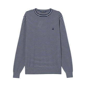Brooks Brothers Gestreifter Baumwoll-Seiden-Leinen-Rundhalsausschnitt - - Knitwear - Herren - Blau - S