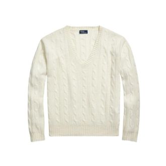 Polo Ralph Lauren Twisted Cashmere V-Ausschnitt Pullover - - Knitwear - Damen - Beige - L