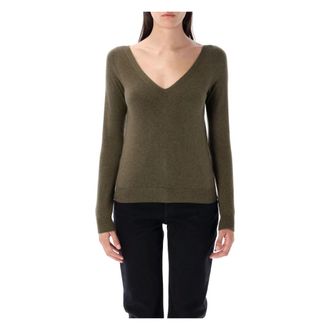 Saint Laurent V-Ausschnitt Pullover - - Knitwear - Damen - Gr&uuml;n - S