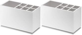 Yamazaki Tableware Yamazaki 7843 Mist Zahnb&uuml;rstenst&auml;nder, wei&szlig;, ABS-Harz/ELASTOMER, minimalistisch, 11 x 5 x 7 cm (Packung mit 2)