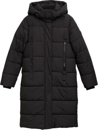 Tom Tailor Langer Daunenmantel mit Kapuze - - Coats - Damen - Schwarzk - XS