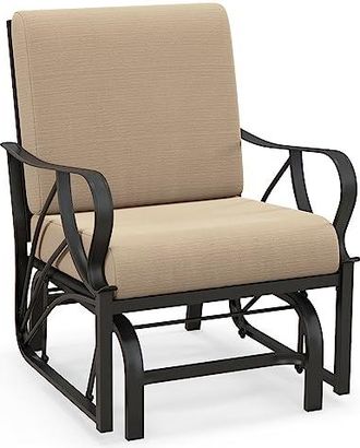 Giantex Fauteuil à Bascule en Métal avec Coussin, Rocking Chair Adulte Chaise à Bascule Cadre Robuste, Chaise Berçante Ergonomique, Intérieur/Extérieur, pour 