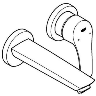 GROHE 2-Loch-WT-Wandbatterie Eurosmart 293373 fms f&uuml;r 23571 Ausl. 171mm chrom