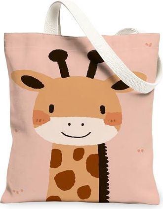 Generic Sacs fourre-tout en toile mignonne, imprim&eacute; animal ludique, sacs d&eacute;picerie r&eacute;utilisables, l&eacute;gers et lavables en toile pour S, p&ecirc;che, 13x15 Inch