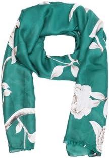 Queen Helena Foulard effet soie mouchoir léger doux avec fantaisie élégante femme SC024, Sc027 Vert, Taille unique