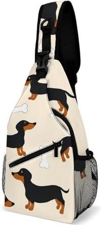 Generic Multifonction Sacoche Homme Bandouliere Chien Wiener Doxie Teckel Chien Wiener Chiens de compagnie Sac De Poitrine Casual,Durable Sac à Dos Militaire 