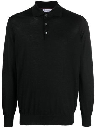 Brunello Cucinelli polo boutonn&eacute; &agrave; manches longues - Noir