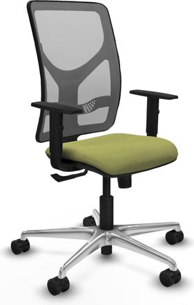 Piqueras y Crespo Gr&uuml;ner Schreibtischstuhl mit 1D-Armlehnen, h&ouml;henverstellbare Lendenwirbelst&uuml;tze. Ausgestattet mit 3 Positionen und Schneidschaum. Mit Rollen von 65 mm