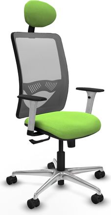 Piqueras y Crespo Stuhl mit Lendenwirbelst&uuml;tze Zulema mit wei&szlig;en und schwarzen Armlehnen und festem Kopfteil, ausgestattet mit 3 Positionen und Schneideschaum, Grau/Pis