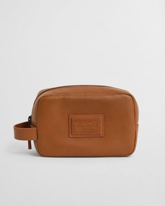 GANT Herren Kulturtasche aus Leder (ONE SIZE) COGNAC