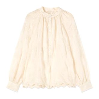 Oltre Musselin-Bluse mit Stickerei - - Blouses & Shirts - Damen - Wei&szlig; - XL
