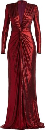 Tadashi Shoji robe longue drapée à détail torsadé - Rouge
