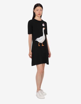 Moschino Robe en tricot de coton Goose - Noir