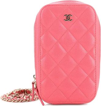 Chanel Zip Around Phone Case with Chain Quilted Caviar crossbody bag - Rosa