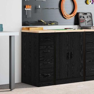 vidaXL Vidaxl - Armoire de rangement de garage noir 30x51x85 cm bois de pin