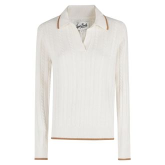 MC2 Saint Barth Long Sleeves Braid Polo - - Knitwear - Damen - Wei&szlig; - M