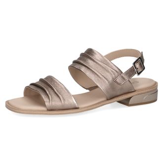 Caprice Damen Sandalen flach aus Leder mit Fußbett, Beige (Taupe Metallic), 39 EU