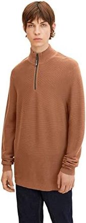 Tom Tailor Denim TOM TAILOR Denim Hommes Troyer Pull en tricot 1033629, 15037 - Light Wood Brown, XL