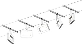Paulmann 94481 LED Seilsytem Frame Basisset 5x400lm incl. 5x4,8 W Warmwei&szlig; Chrom matt, Chrom Kunststoff, Metall Beleuchtungssystem 3000 K