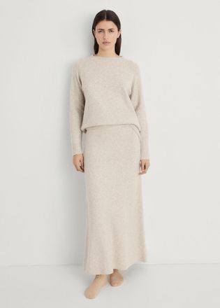 Mango Pull &agrave; col rond en maille beige - Femme - S - MANGO