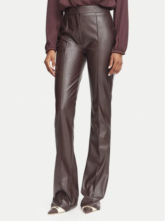 Elisabetta Franchi Hose aus Kunstleder PA-188-66E2-V350 Dunkelbraun Flare Fit