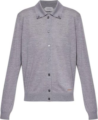 Versace Femme, Pulls, Gris, Taille: 36 FR Cardigan en maille de laine brod&eacute;e