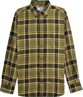 Lambretta Hemd f&uuml;r Herren, angeraut, Lang&auml;rmlig (Khakigr&uuml;n/Schwarz/Gold)