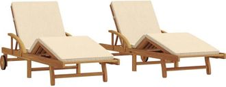 vidaXL Vidaxl - Sonnenliege 2 pcs Beige 200 x 67 x 84cm Massivholz Akazie