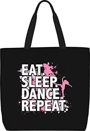 Generic Sac De Courses Manger, Dormir, Danser, R&eacute;p&eacute;ter Sac &Agrave; Bandouli&egrave;re En Toile Avec Poign&eacute;es Lavables Sacs En Toile, Pour Burea, Voyage, Shopping, Filles