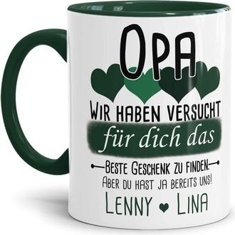 Tassendruck Geschenk Tasse mit Spruch PERSONALISIERT - Bestes Geschenk für Opa von Enkelkindern - Kaffee-Tasse/Geschenkidee Geburtstag Vatertag/Vatertagsgeschenk 