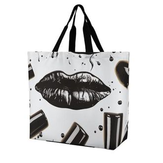 Generic Rouge &Agrave; L&egrave;vres Noir Froid Sac Fourre Tout L&eacute;ger Sacs Grand Sac Cabas Pour Gym Quotidienne Shopping