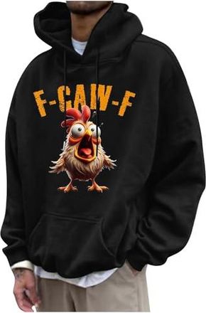 Generico Sweat &agrave; capuche surdimensionn&eacute; pour homme, mythologie m&eacute;di&eacute;vale nordique avec motif de poussin pull &agrave; imprim&eacute; poussin dr&ocirc;le gothique Hippie Hiphop Str