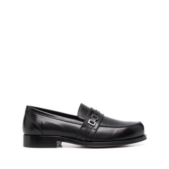 Sergio Rossi Schwarze Lederslipper mit Schnalldetail - - Shoes - Damen - Schwarzk - 35 1/2 EU