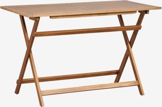 Sklum Sklum - Table de jardin rectangulaire 120x60 cm pliable en bois dacacia - Accueille jusqu&agrave; 4 convives - Finition ponc&eacute;e et vernie - Pieds avec