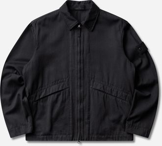 Stone Island Men s Ghost Raw Hand Wool Cotton Gabardine Overshirt Black