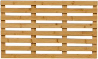 Relaxdays Bambus Badematte, 66 x 40 cm, rutschfeste Duschmatte f&uuml;r Badewanne, Dusche, Sauna, Indoor & Outdoor, Natur