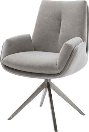 DELIFE Esszimmerstuhl Clea-Flex Kreuzgestell breit Graphit Strukturstoff Soft Grau 360&deg; drehbar Wippfunktion