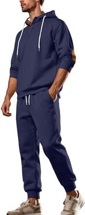 Generic Surv&ecirc;tement pour homme - Ensemble complet avec boutons et demi-patte de boutonnage - Sweat &agrave; capuche - Jambe droite - Pantalon de sport d&eacute;contract&eacute; - 