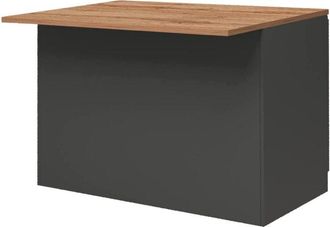 Dmora K&uuml;cheninsel Emmanuel, zus&auml;tzlicher Ablagetisch, K&uuml;chenschrank mit 2 T&uuml;ren, 100 % Made in Italy, 125 x 90 x 90 cm, Anthrazit und Schiefer, mit